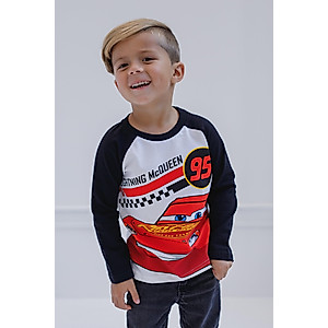 Disney Pixar Cars Lightning McQueen Tow Mater Toddler Boys 2 Pack Long Sleeve T-Shirts White/Gray 3T