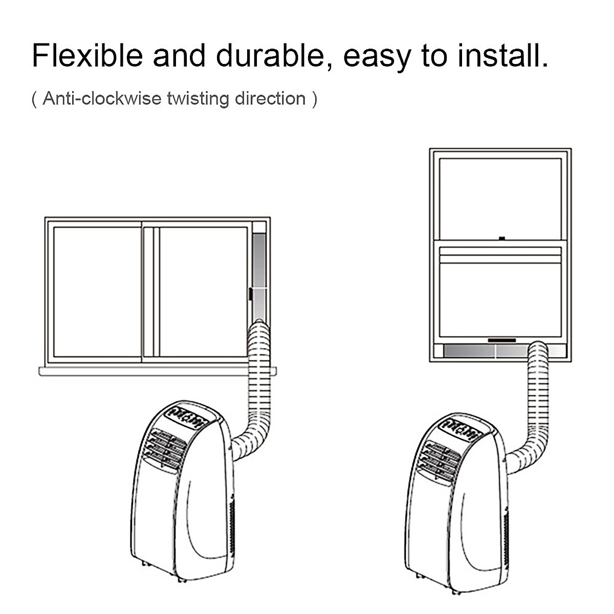 Zealor 5 Inch Exhaust Hose Counter-Clockwise Threads for Portable Air Conditioner, 78 Inch Length