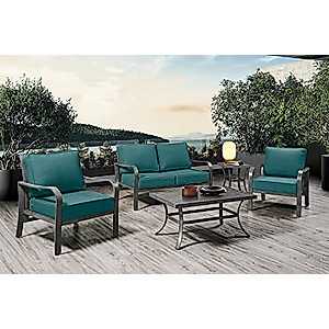 ARTPLAN Olefin 24x24 Deep Seat Patio Cushions for Outdoor Furniture,Extra 6 inch Thick,Back 18"x24",Removable,Replacement,Solid/Floral,Outdoor/Indoor,Aqua