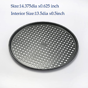 Perforated round pizza pan 14 inch extra large pizza tray for oven carbon steel stone finish