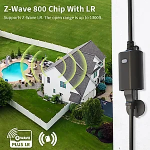 Minoston Z-Wave Plus Smart Plug, Outdoor On/Off Outlet Switch, ZWave Hub Required, Weather-Resistant, Built-in Repeater, Work with SmartThings, Wink, Alexa, Black(MP22Z)