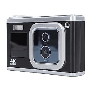 HD 4K Digital Camera, Autofocus Compact Digital Camera Dual Lens Dual Screen for Photography (Black)