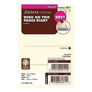 Filofax 2021, Pocket, Week to View, Paper Cream, English (C68224-21), C68224-2021