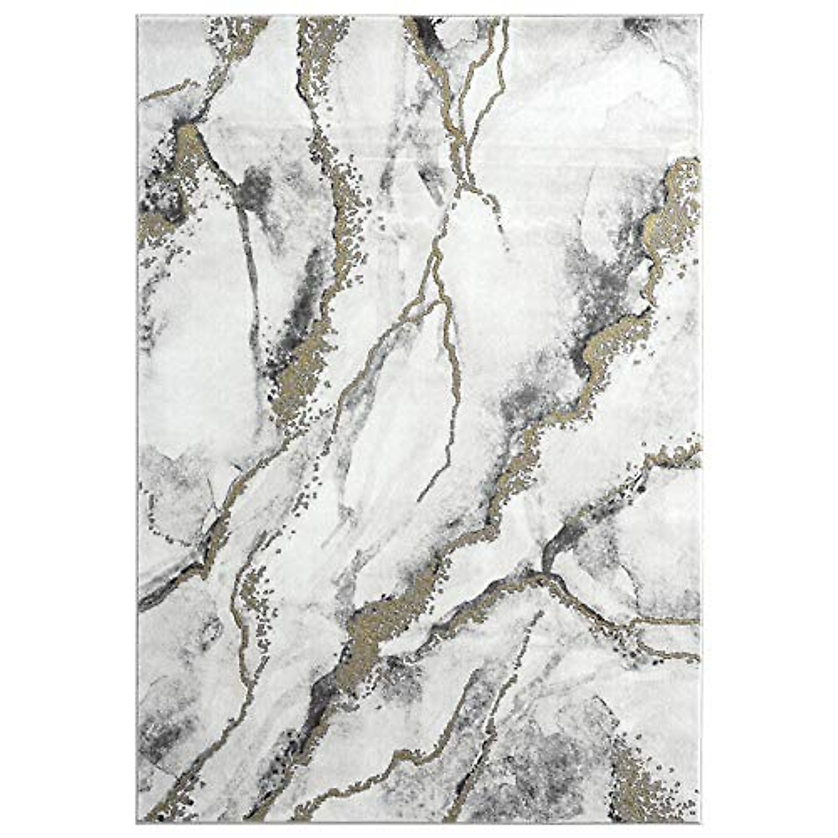 Abani Contemporary Area Rug, Non-Shed Modern Rugs Marble Print Dining Room Rug (Grey, 10' x 14')