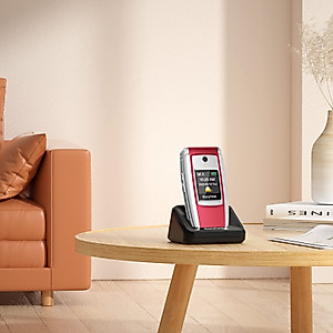 Easyfone T300 4G LTE Unlocked Senior Flip Cell Phone, Big Button Clear Sound Flip Mobile Phone for Elderly with SOS Button, GPS and Big Charging Dock (Red)