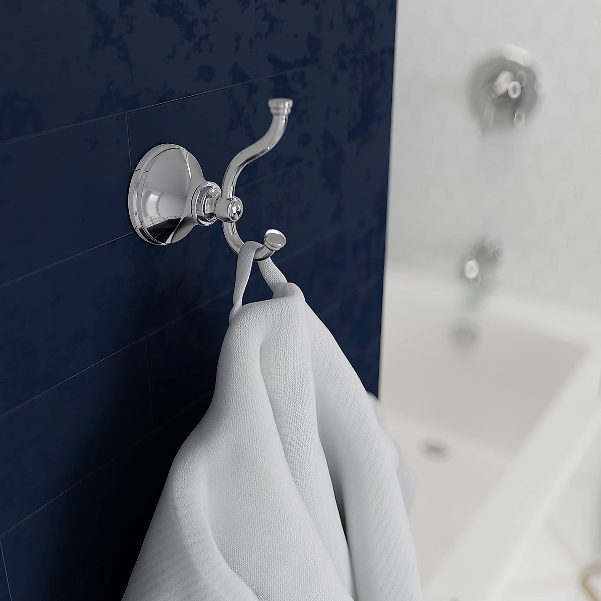 Pfister Visalia Towel Hook, Bathroom Towel Hook, Wall-Mounted, Screw-In, Polished Chrome Finish, BRHVSL0C