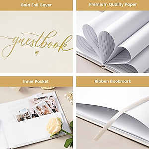 Elegant Guest Book - Polaroid Guest Book for Special Events, 9.2'' x 7.3'', 55 Sheets/110 Pages, Photo Guest Book with Inner Pocket, 2 Photo Sticker Sheets, 110 Pages for Sign in and Photos