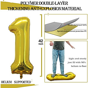 GOER 42 Inch Gold Number 18 81 Balloon,Jumbo Foil Helium Balloons for 18th 81st Birthday Party Decorations and Anniversary Event