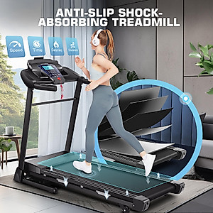 FUNMILY Treadmill with Auto Incline,3.25HP Folding Treadmills for Home 300 lbs Weight Capacity,Smart App Control Running Machine,Shock Absorption System,Bluetooth Audio Speaker,LED Display,Dark Black