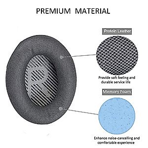 QC45 Replacement Ear Pads Quite-Comfort Protein Leather Earpads Covers Noise Canceling Ear Pads Cushions Earmuff Repair Part for Bose QC45 Headphone (Dark Grey/Grey)