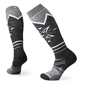 Smartwool Women's Ski Mountain Snowflake Pattern Full Cushion Merino Wool Over The Calf Socks, Black, Medium