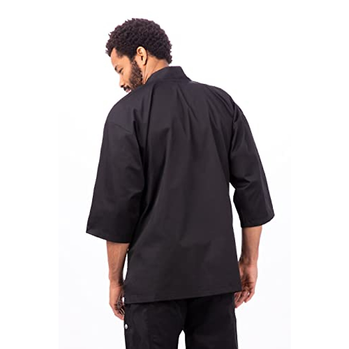 Chef Works Men's Sushi Chef Coat, Black, Small/Medium