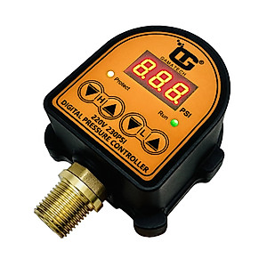GamaTech Pressure Switch for Water Pump and Air Pump, Digital Adjustable Pressure Controller, 220V, 0-230 Psi,1/2" Male Npt