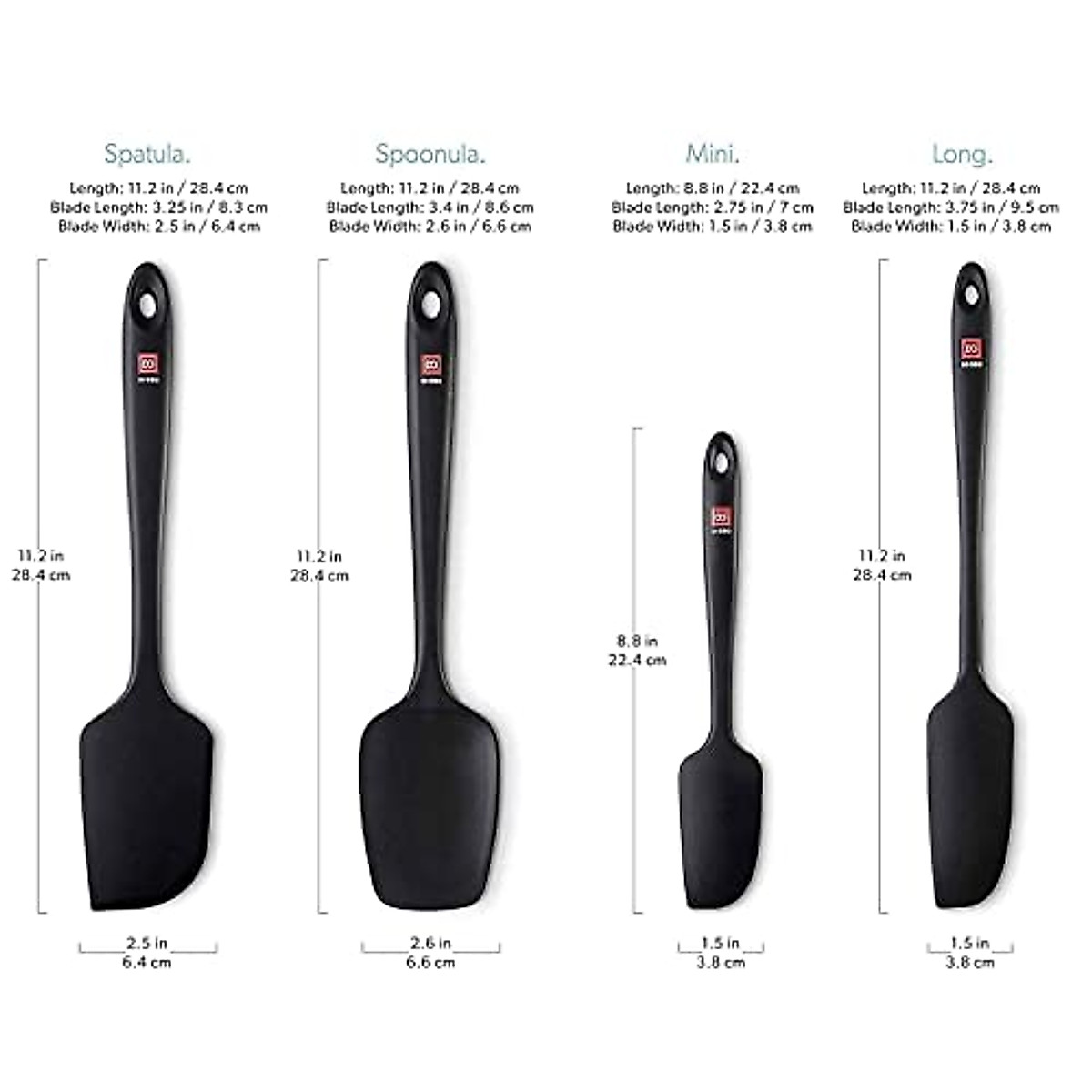 DI ORO Silicone Spatula Set - Rubber Kitchen Spatulas for Baking, Cooking, & Mixing - 600°F Heat-Resistant & BPA Free Silicone Scraper Spatulas for Nonstick Cookware - Dishwasher Safe (4pc, Black)