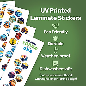 LET'S WANDER Original Lets Wander National Park Water Bottle with Waterproof Stickers - 32oz Leakproof Insulated Stainless Steel with Straw - Parks of the USA Bucket List Bottle [WHITE]