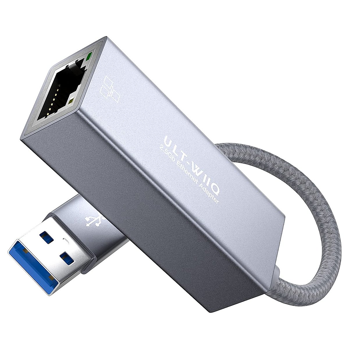USB 2.5Gb Ethernet Adapter, ULT-WIIQ USB 3.0 to 2.5 Gigabit RJ45 LAN Network Adapter Cable, 10/100/1000/2500M Full Speed NIC for Mac OS, iOS, Windows, Linux, Dell XPS, Thinkpad X, Synology NAS, PC