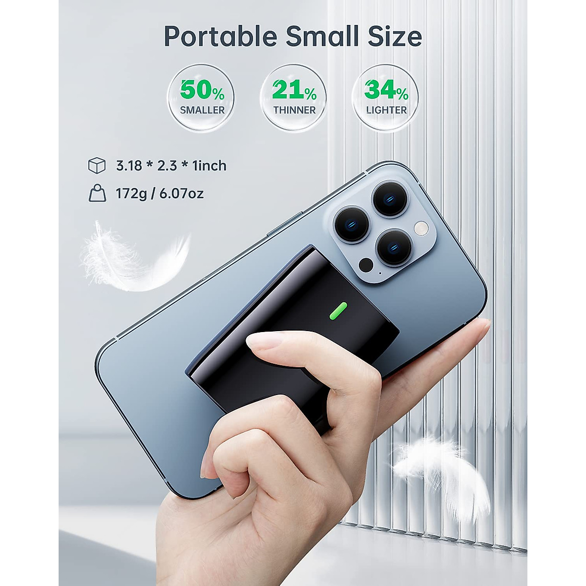 Coolreall Mini Portable Charger, Power Bank 10000mAh with LED Display, 3A USB C (in & Out) Power Bank Fast Charging, Phone Battery Pack Compatible with iPhone 14 13 12 Pro Samsung S22 Google LG etc