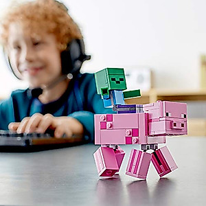 LEGO Minecraft Pig BigFig and Baby Zombie Character 21157 Cool Buildable Play-and-Display Toy Animal Figure for Kids, New 2020 (159 Pieces)