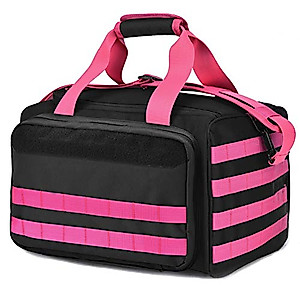 Tactical Gun Shooting Range Bag, Deluxe Pistol Range Duffle Bags Pink