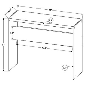 Monarch specialties , Console Sofa Table, Tempered Glass, Glossy White, 44"L