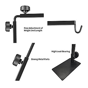 BOURDSERK Reptile Lamp Stand, Adjustable 16-31 Inch Domes Heat Lamp Metal Bracket Floor Light Holder for Reptile Terrarium Lighting Heating Light and Dome lampshade, Large