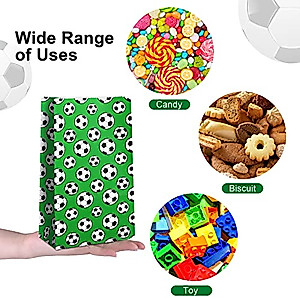durony 24 Pack Soccer Gift Bags Paper Treat Bags Soccer Print Goodie Bags with Stickers for Sports Theme Party Decorations, Game Celebration Supplies