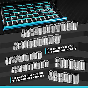 DURATECH 149-Piece Mechanics Tool Set, Include SAE/Metric Sockets, 90-Tooth Ratchet and Wrench Set for Auto Repair