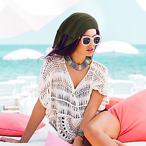 Gjinxi Elastic Scarf Headband 4Pcs Triangle Bandana 13 Inch Large Boho Head Scarves Non Slip Headpiece Summer Hair Kerchief Wraps Solid Color Stretch Hair Accessories Fit Teen Girls Travel Party