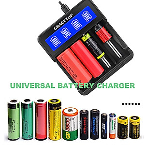 Battery Charger 4 Bay LCD Display for 3.7V/1.2V Rechargeable Battery for Li-ion Batteries