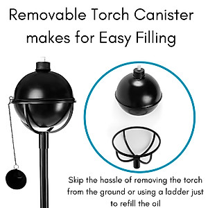 BIRDROCK HOME Outdoor Torches - Durable Construction, Modern Design, Weather Resistant, Citronella Oil Compatible, Ideal for Backyards, Patios, Pathways - Bora Bora Black, 4 Pack