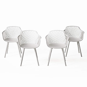 Christopher Knight Home Shawn Outdoor Modern Dining Chair (Set of 4), White