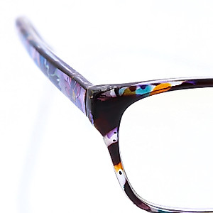 Vera Bradley Women's Readers, 0.00 Power, 30% Blue Light Filtering, Spring Hinge Comfort, Cloud Vine Multi Rectangular Reading Glasses, 0