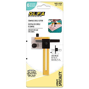 OLFA Compass Circle Cutter (CMP-1) - Adjustable Compass Style Rotary Circle Cutter w/ 6 Blades for Cutting Circles Up to 6 Inches in Diameter, Replacement Blades: OLFA COB-1 Blades