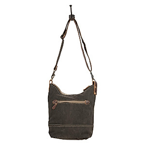 Myra Bag Coffee Upcycled Canvas & Leather Shoulder Bag S-1557