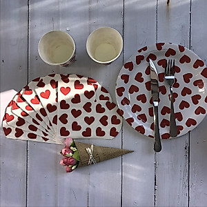 Paper Cocktail Red Heart Love Napkins,Heart-Shaped,Party Supplies Beverage Napkins For Wedding,Birthday,Dinner,Lunch,Folded 6.5x6.5 Inches,Pack Of 100