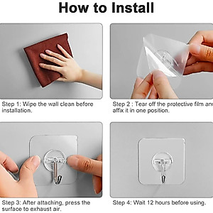 Zulaxy 10 Pack Wall Hanging Hooks for Wall without Drilling, Self Adhesive Hooks for Wall Heavy Duty Strong Nail Free, Kitchen Accessories Items (Hanging Hook, Transparent) Stainless Steel