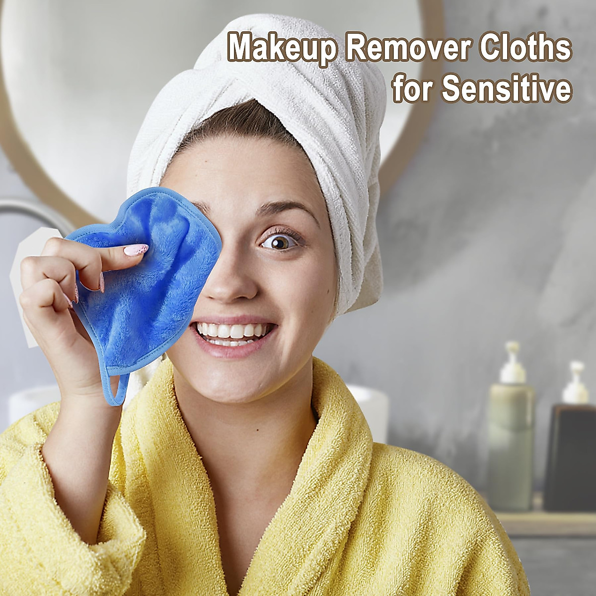 KODAMO Makeup Remover Cloth, 6 inch x 6 inch Reusable Makeup Remover Pads Washable Travel Bag, Microfiber Makeup Removal Face Wash Cloths with Just Water, Gentle Soft, Eco-friendly, 12 Pack