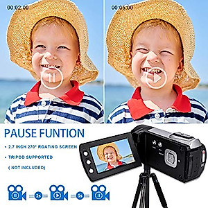 Vmotal Video Camera Camcorders 24 MP Digital Camera Video Recorder FHD 1080P 30FPS 2.7 Inch Vlogging Camera YouTube TikTok Camcorder for Kids Children Student Teenager Beginner
