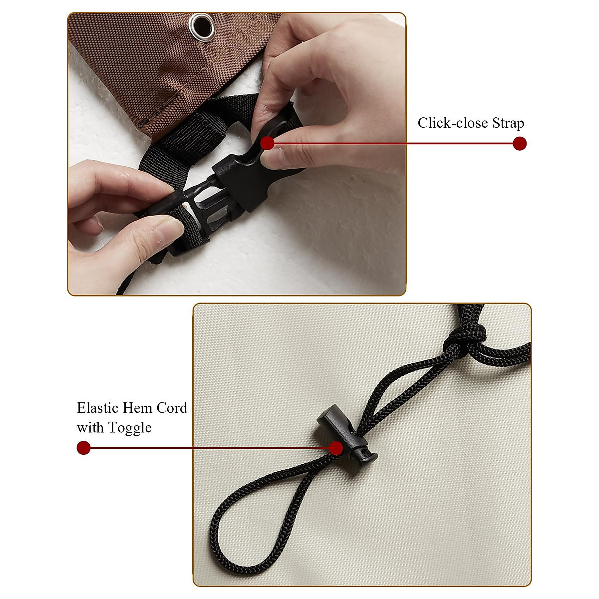 RosieLily Patio Chair Covers High Back Outdoor Chair Cover Waterproof Stackable Outdoor Bar Stool Cover Heavy Duty Patio Furniture Covers Outside, 1 Pack-Beige Brown 27.56"W x 36.22"D x 47.24"H