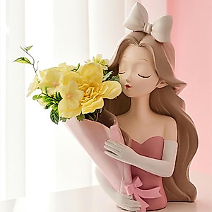 Girl Statue Home Decor Vase Resin Storage Tray Decoration Living Room Flower Vases Craft Living Room Decoration