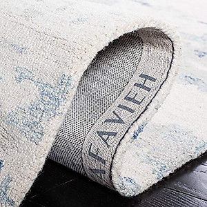 SAFAVIEH Abstract Collection 9' x 12' Ivory/Blue ABT465A Handmade Abstract Premium Wool Area Rug