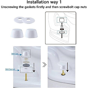Hibbent 6 Packs Universal Toilet Bolt Caps, Toilet Push-On Bolt Caps Covers with Extra Washers for White/Almond Color Finish - 1.44 inch/ 1.1 inch/ 0.85 inch Height