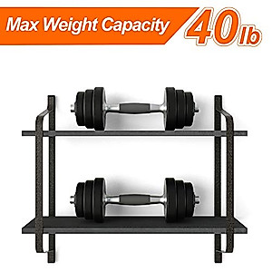 Love-KANKEI Floating Shelves Wall Mounted Industrial Wood Wall Shelves for Pantry Living Room Bedroom Kitchen Entryway, 2 Tier Heavy Duty Book Shelf Black