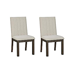 Signature Design by Ashley Dellbeck Contemporary Upholstered Channel Stiched Dining Chair, 2 Count, Beige