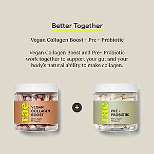 Rae Wellness Vegan Collagen Boost - Natural Collagen Supplement with Vitamin C and Bamboo for Healthy Hair, Skin, and Nails - Vegan, Non-GMO, Gluten Free - 60 Caps (30 Servings)