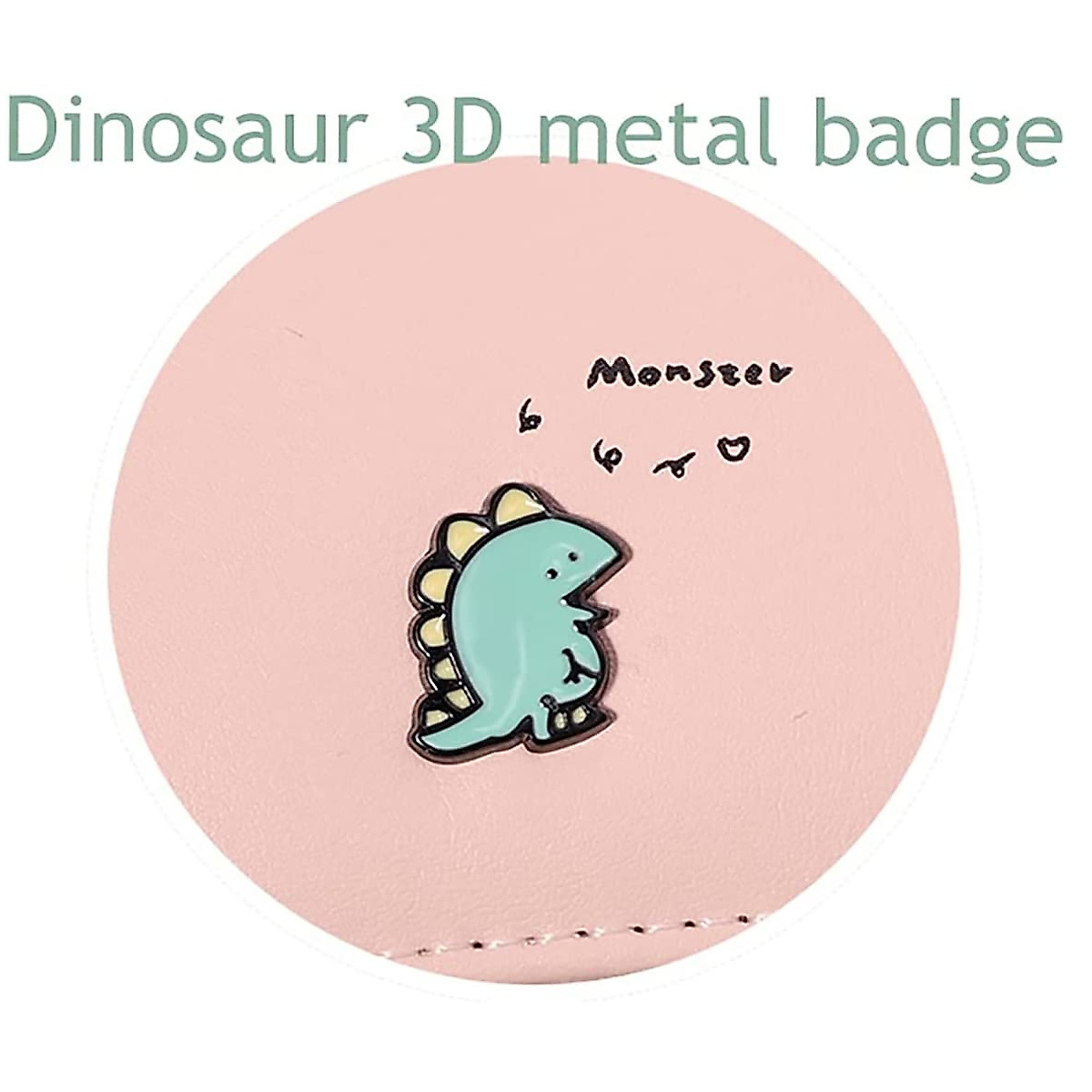 YaJaMa Cute Dinosaur Monster Women Wallet PU Leather Small Trifold Cerdit Card Case Holder Organizer for Teen Girls with ID Window (Pink)