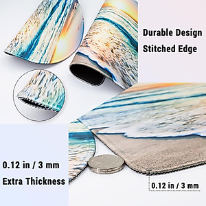 Mouse Pad, Square and Round Mouse Pads, 2 Pack,10.3 x 8.7 inch and Dia 8.7 inch, Cute Small Mousepad, Stitched Edge Mouse Pads for Desk, Gaming Mouse Mat for Computer Laptop Office -Sunrise Beach