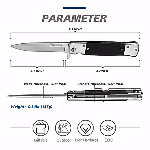 IKORES Pocket knife with G10 Handle, 3.5 inch Folding Knife with Pocket Clip and Nylon Sheath, Great Gift for Men and Women, Silver