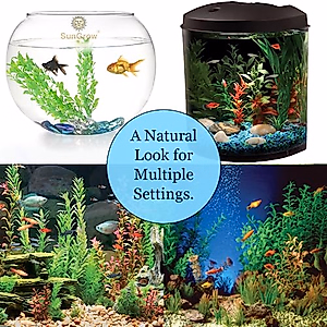 SunGrow Plastic Aquarium Plant Set, Vibrant Green Leaves with Resin Base, 3 Pieces per Pack