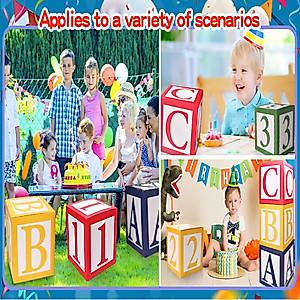 6 Pcs ABC and 123 Friend Street Party Decoration 30 x 30 cm Alphabet Graduation Back to School Party Favor Balloon Box Toy Inspire Birthday Party Decor for School Celebration Shower (ABC and 123)
